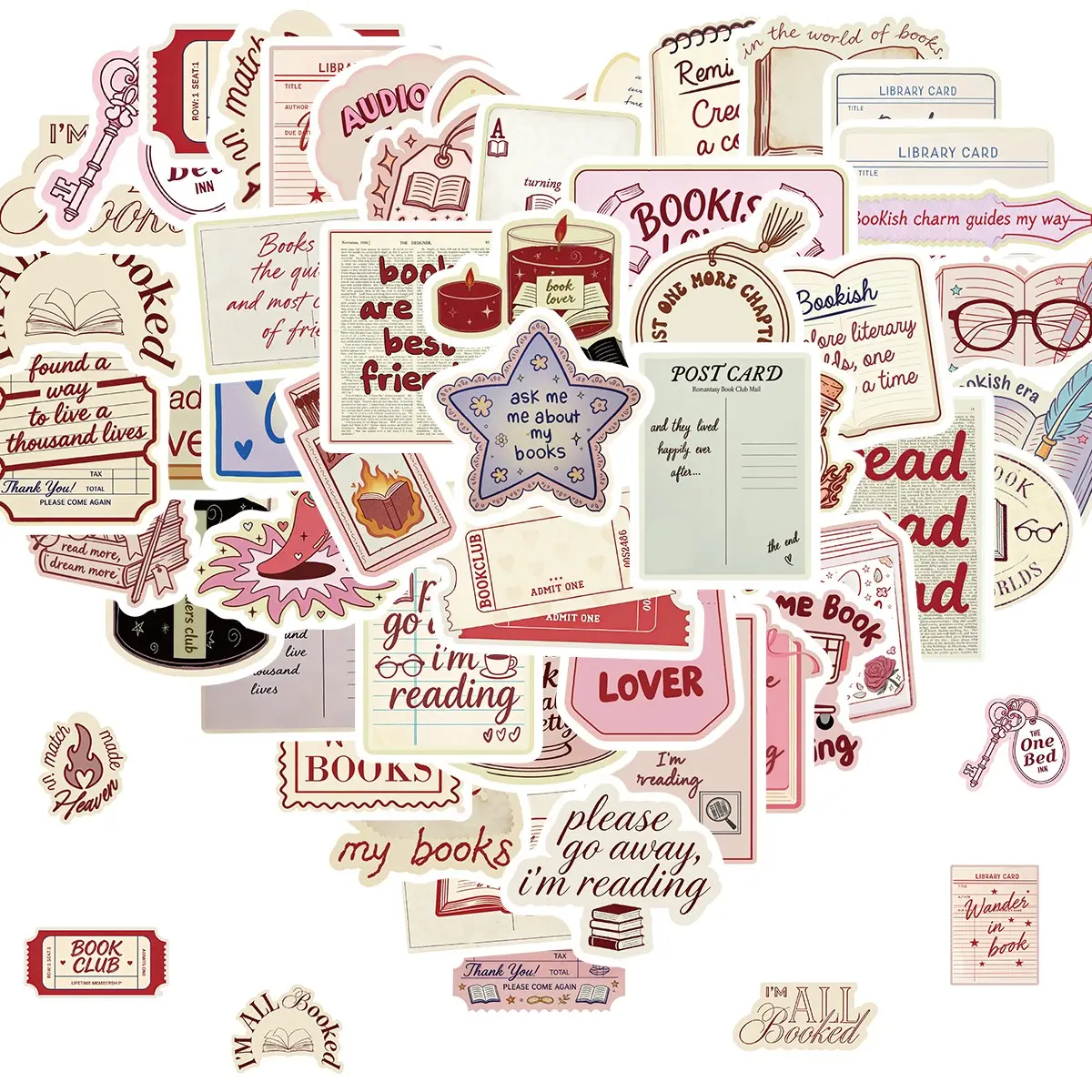 50 Pcs Bookish Stickers for Kindle, Waterproof Aesthetic Vinyl Decals ...