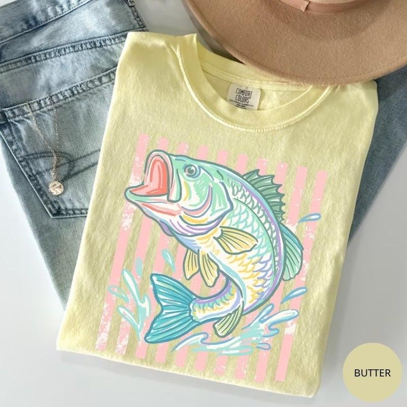 Comfort Colors Retro Bass Fish Shirt, Pastel Fishing Graphic Tee ...