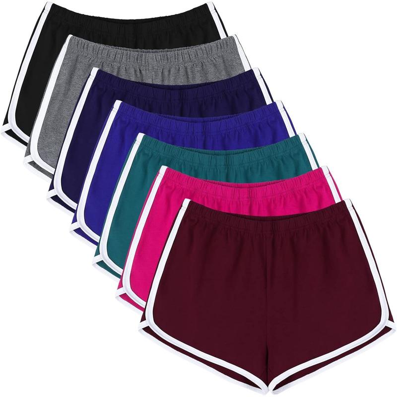 7 Pack Womens Cotton Shorts, Dolphin Booty Athletic Gym Sports Shorts ...