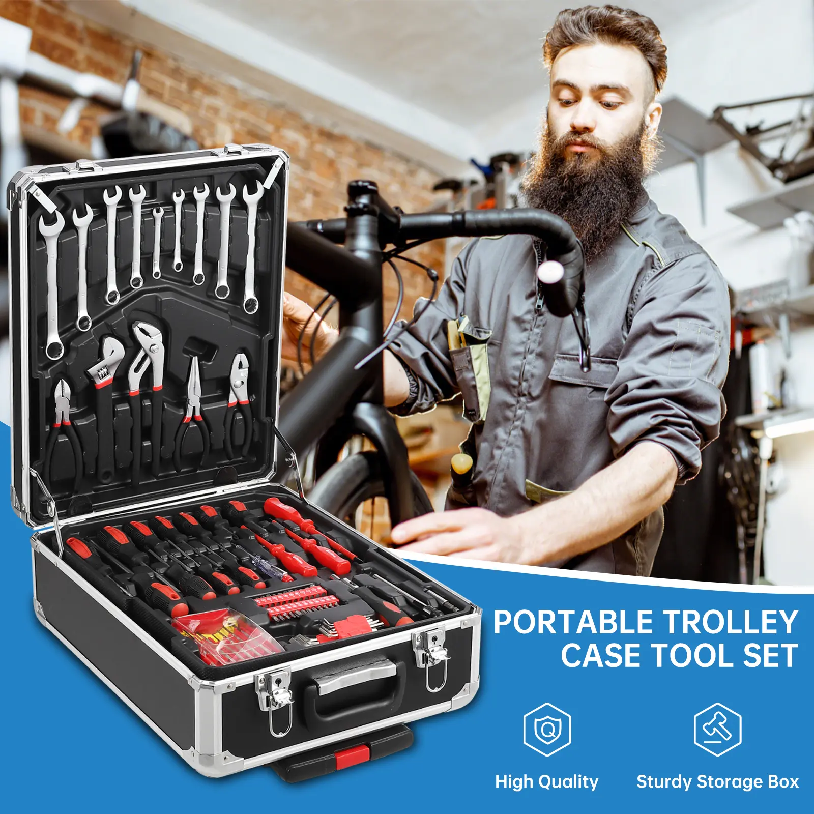 186-Piece Rolling Tool Set, Household Repair Hand Tool Kit with ...