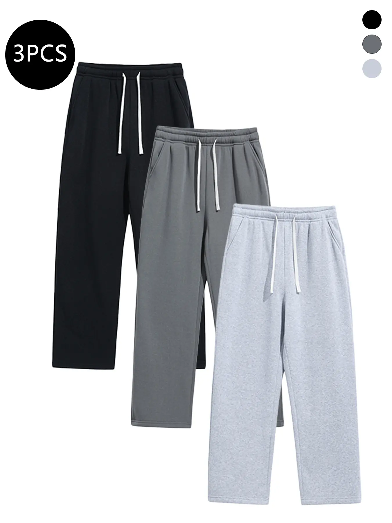 3-Pack Men’s Straight-Leg Casual Pants for Spring/Autumn — Trendy ...