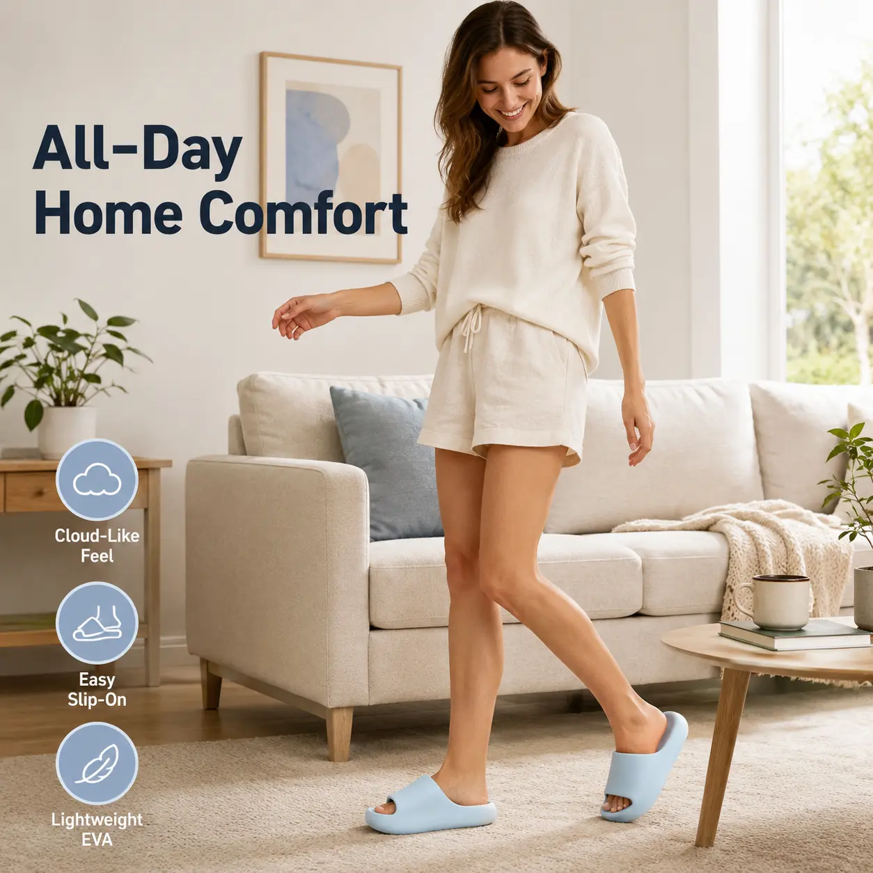 Soft Squishy Waterproof Cloud Slides, Cloud Foam Platform Slippers with ...