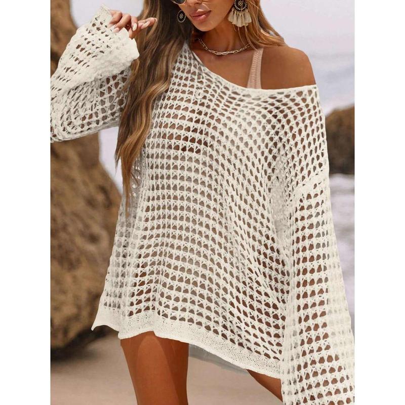 Open Knit Beach Cover Up Loose Fit Hollow Out Design Women's Summer ...
