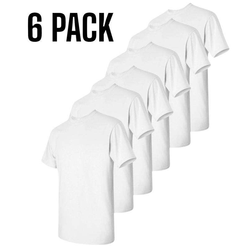 6 Pack White T-Shirt Unisex Heavy Cotton G500 Shortsleeve Basic Crewneck Streetwear Tshirt ...