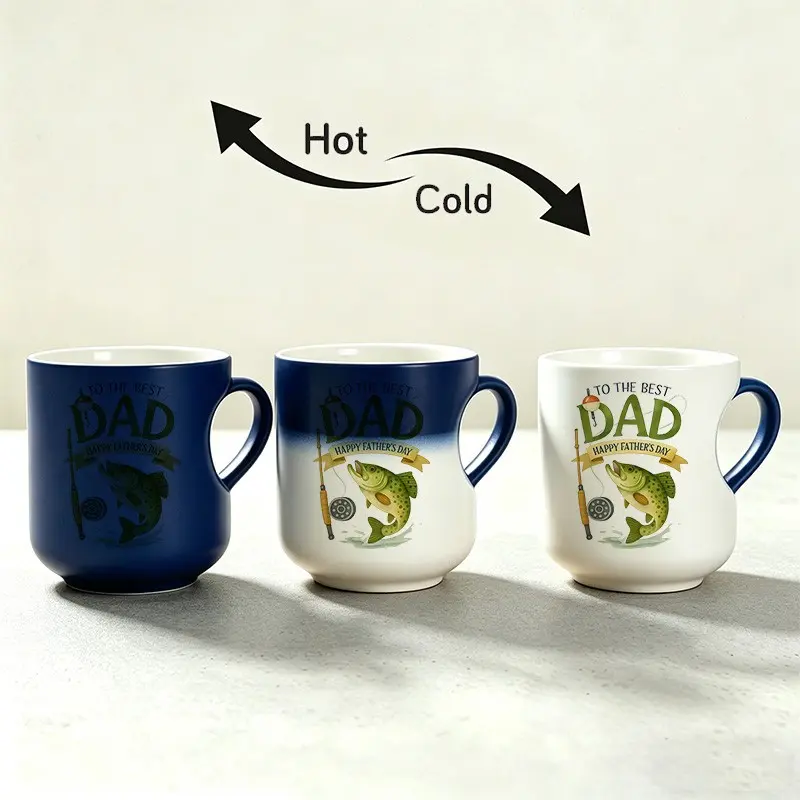 1pc Happy Father's Day Gift - Color Changing Coffee Mug, Blue, Fishing ...