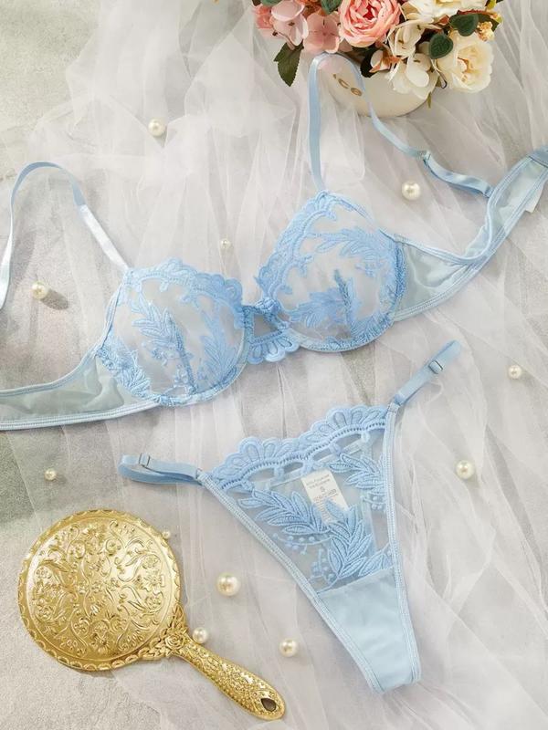 Embroidered Lingerie Set, French Romantic Style, Floral Patchwork Mesh ...