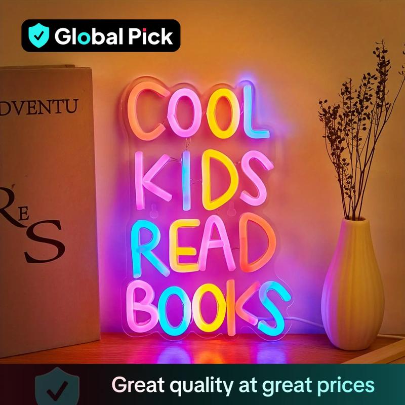 Cool Kids Read Books Neon Sign, 1 Count USB Powered LED Neon Lights ...