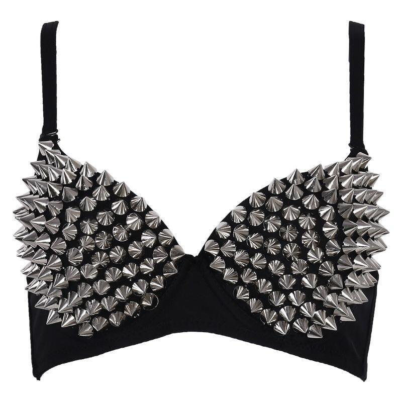 Rivet Bra Lingerie Punk Bar Stage Costume DS Belly Dance Performance ...