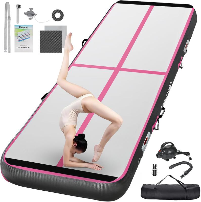 FBsport Gymnastics Air Mat 4‘’Tumble Track Tumbling Mat Inflatable Floor Mats with Air Pump ...
