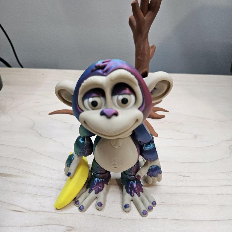 Large Rainbow Flexi Monkey with Tree and Banana - Colorful Design ...