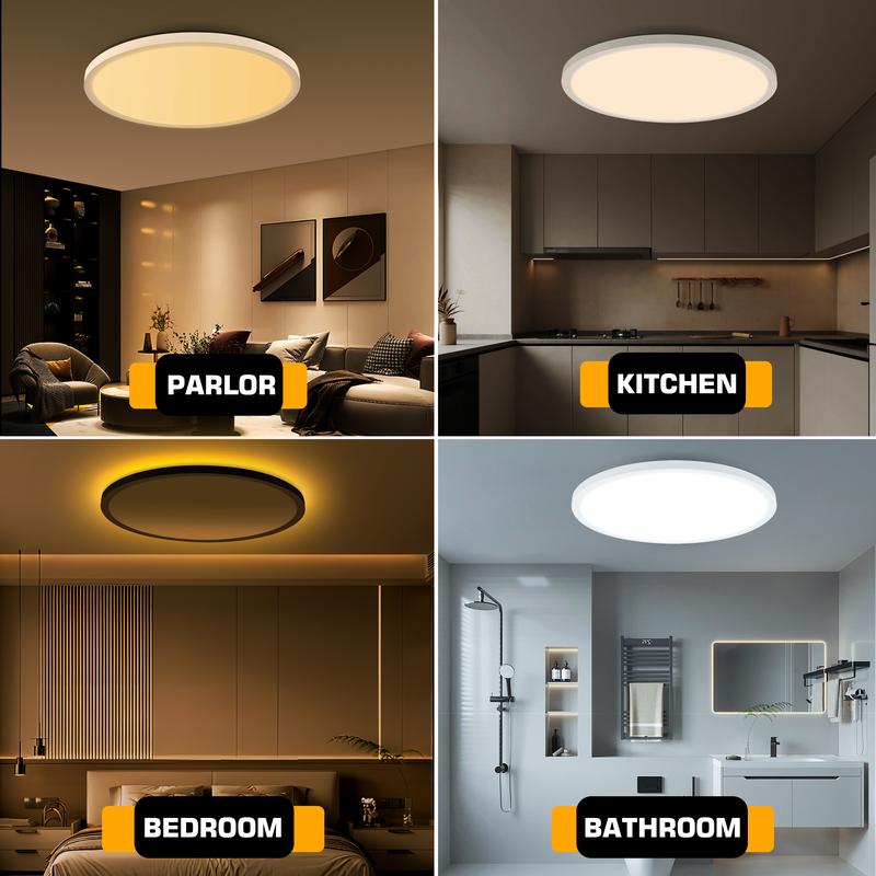 12 Inch White LED Flush Mount Ceiling Light with Night Light 2000K ...