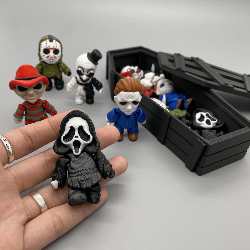Mini Halloween Horror Figures- 3D Printed Halloween Desk Toys, Horror ...