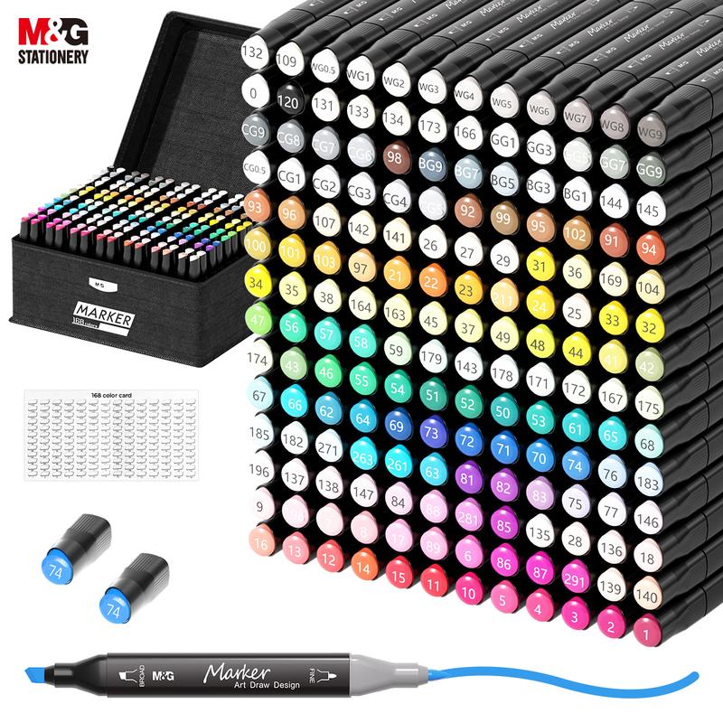 M&G Art Markers Set 24 40 60 80 168 Colors Markers Dual Tip Alcohol ...