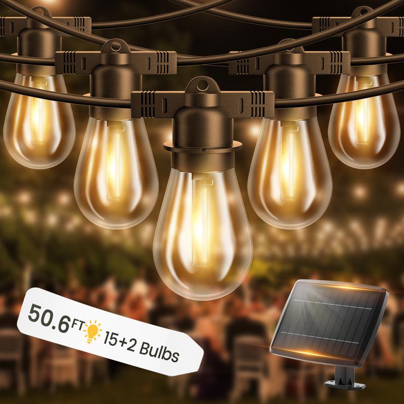 Baxstel 50.6Ft Solar String Lights Outside Waterproof, Outdoor Solar ...