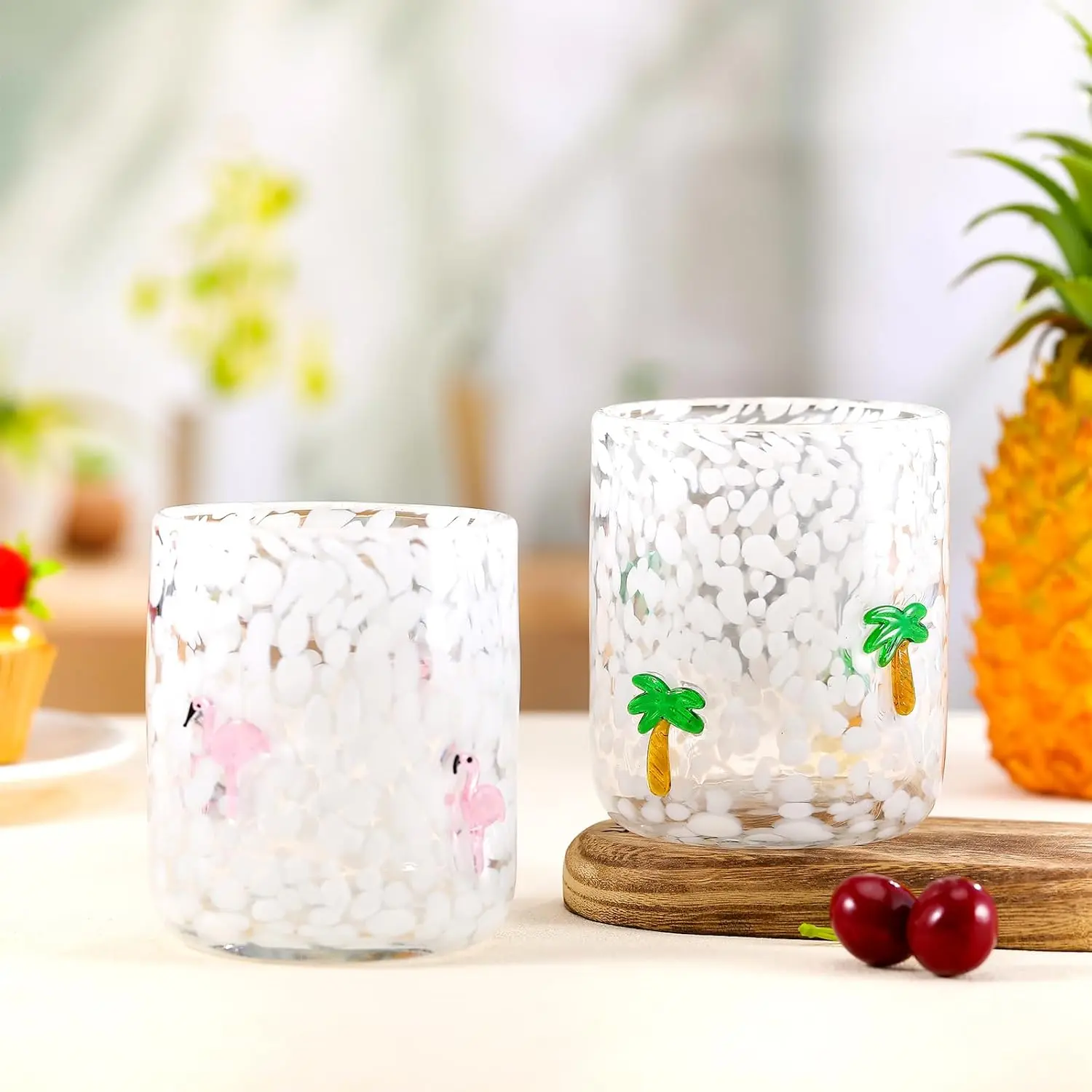 14oz Classic Hawaiian Aesthetic Hand-Blown Stemless Double Old ...