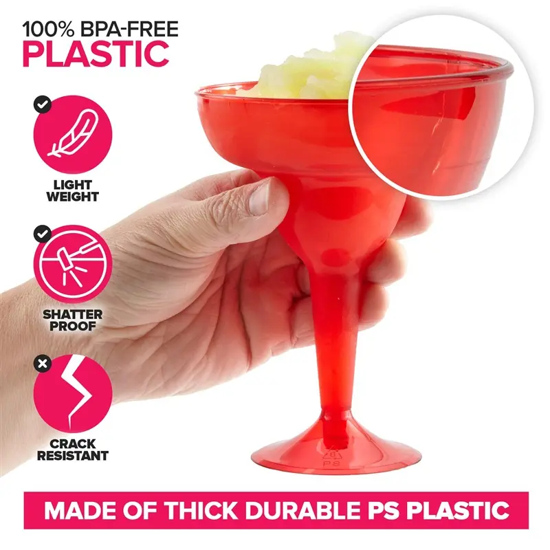 Stock Your Home Multicolor Plastic Margarita Glasses Disposable (Set of ...