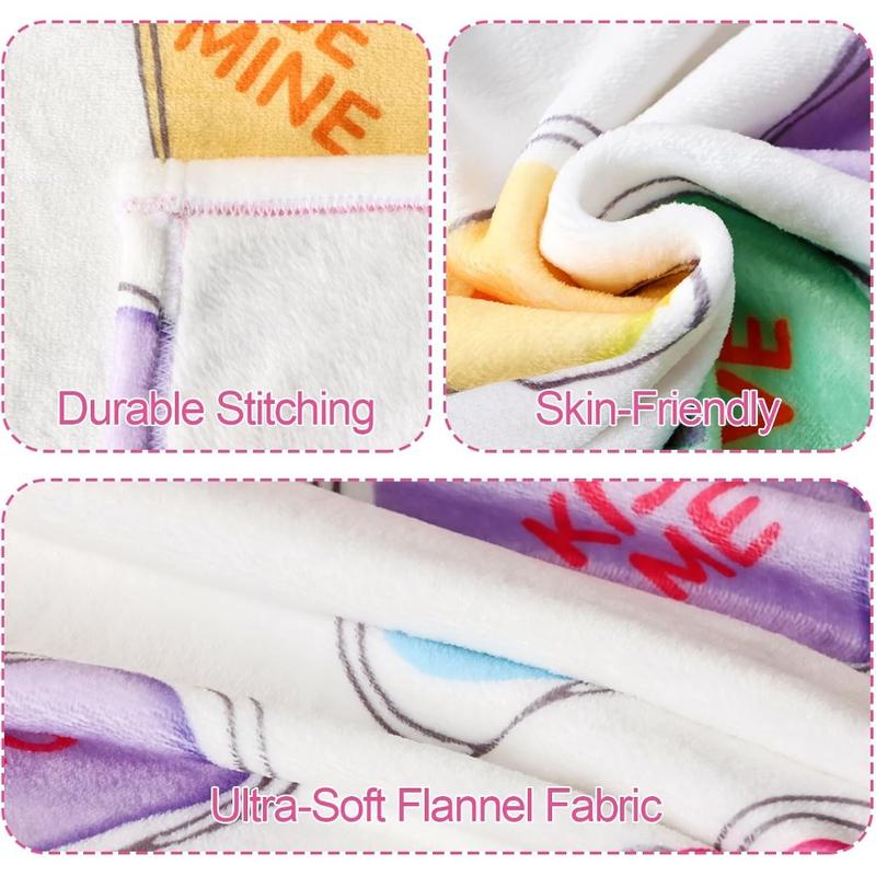 Valentines Day Decor: Hand-Painted Candy Heart Flannel Fleece Throw ...