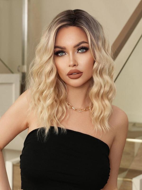 18 Inch Bob Short Curly Rooted & Blonde Wigs for Women, Gift - TikTok Shop