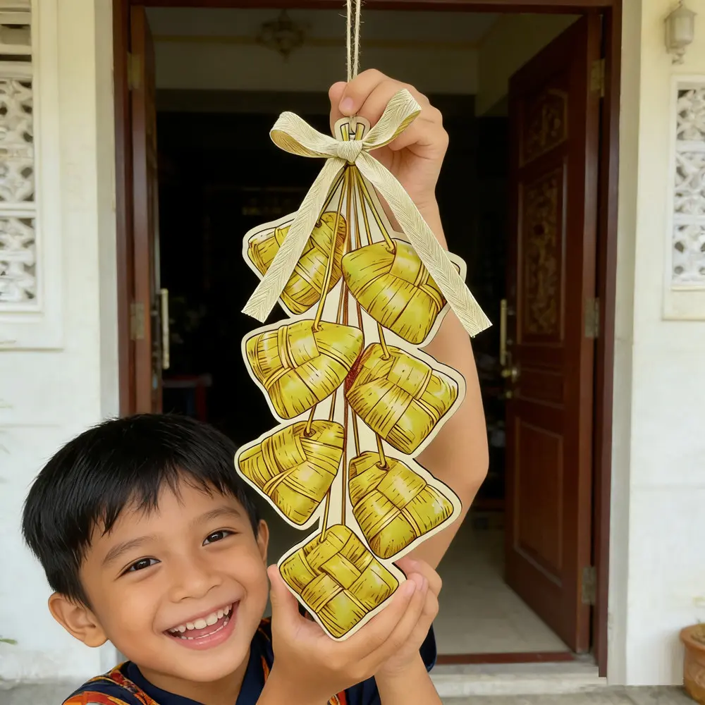 Eastern Lucky Hanging Ornament Wooden Ketupat Rice Dumpling Decoration ...