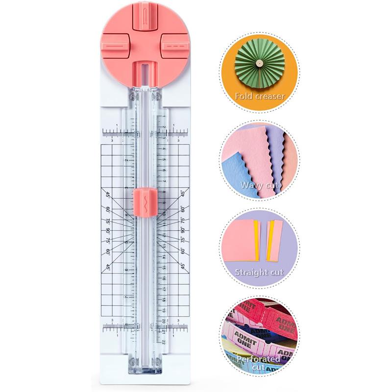Pink Paper Cutter 4-in-1 Paper Trimmer Multi-Function Scrapbooking Tool ...
