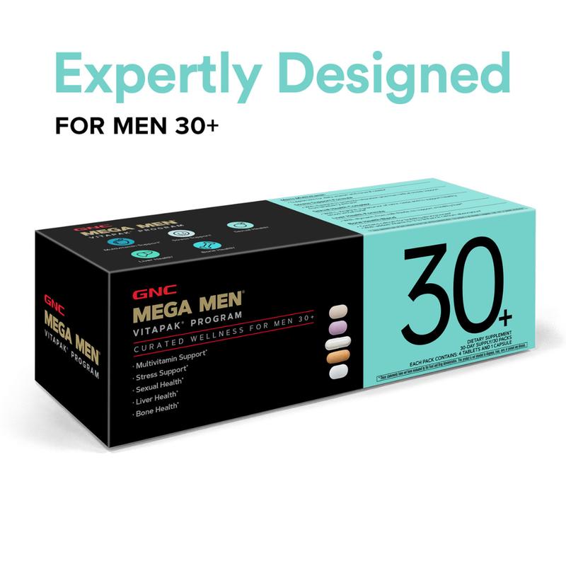 GNC Mega Men's 30+ Vitapak, 5-in-1, Multivitamin, Stress & Bone Support ...