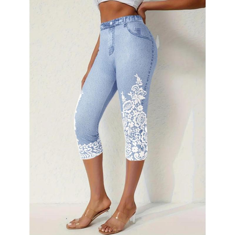 [Floral Print Fake Pocket Leggings] Floral Print Fake Pocket Leggings ...