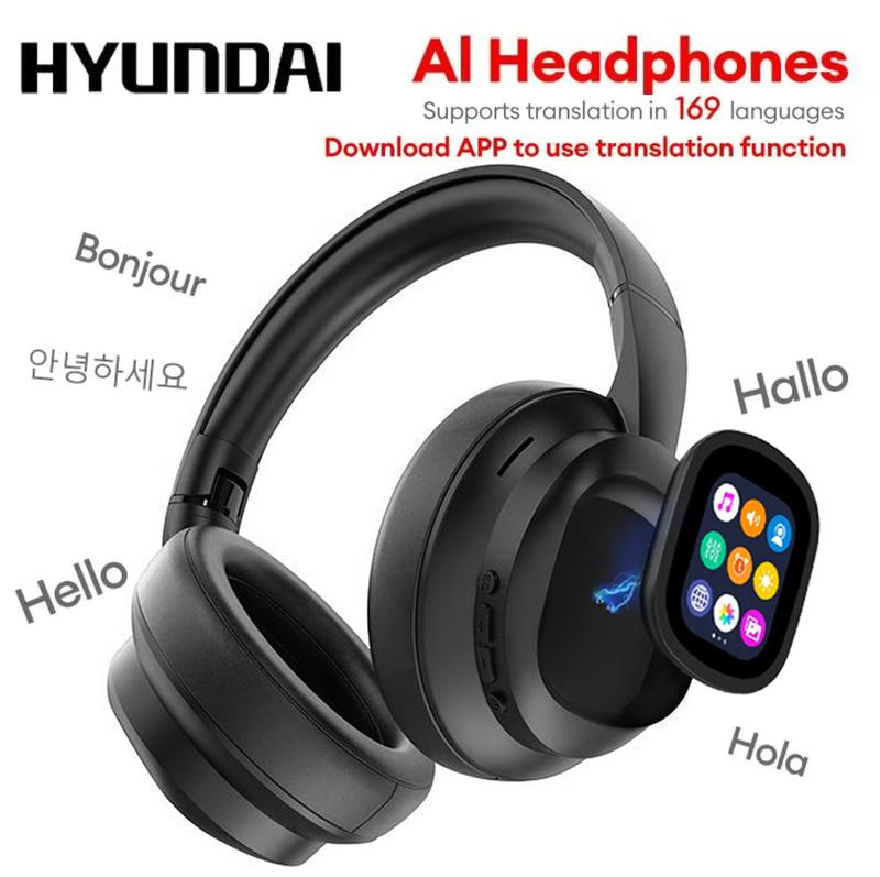 HYUNDAI X1 Pro Wireless Headphones with Detachable Full Color LCD Touch ...