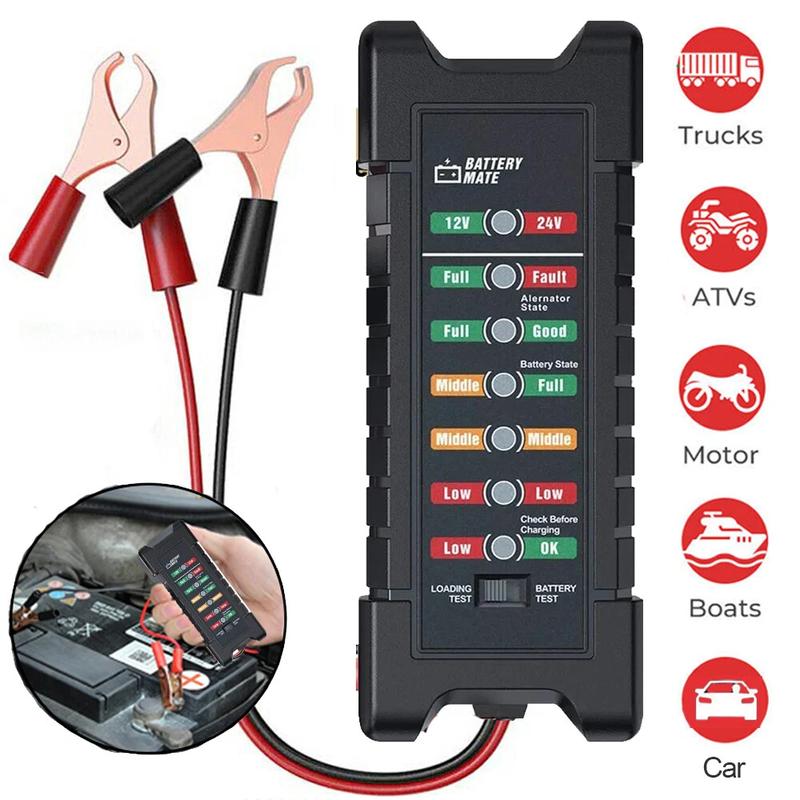 ANCEL BM410 Car 7 Digital Battery Health Tester 12V & 24V Battery Load ...