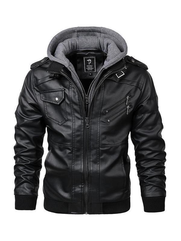 European and American autumn and winter faux leatherjacket men's PU ...