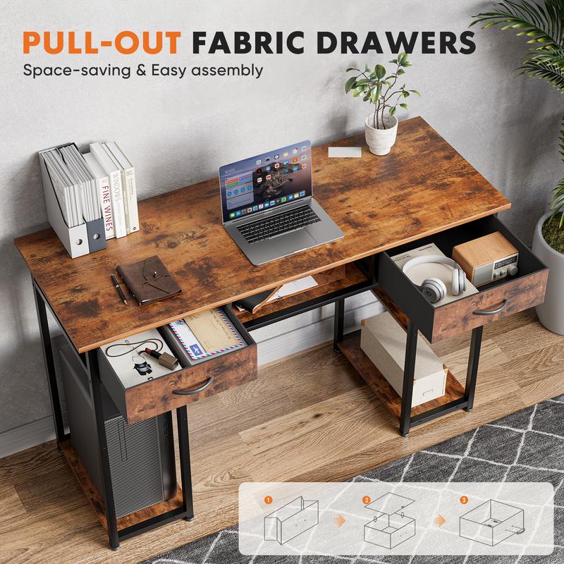 【Deal】Sweet Furniture Computer Desk 48 Inch with Drawers, Metal Frame ...