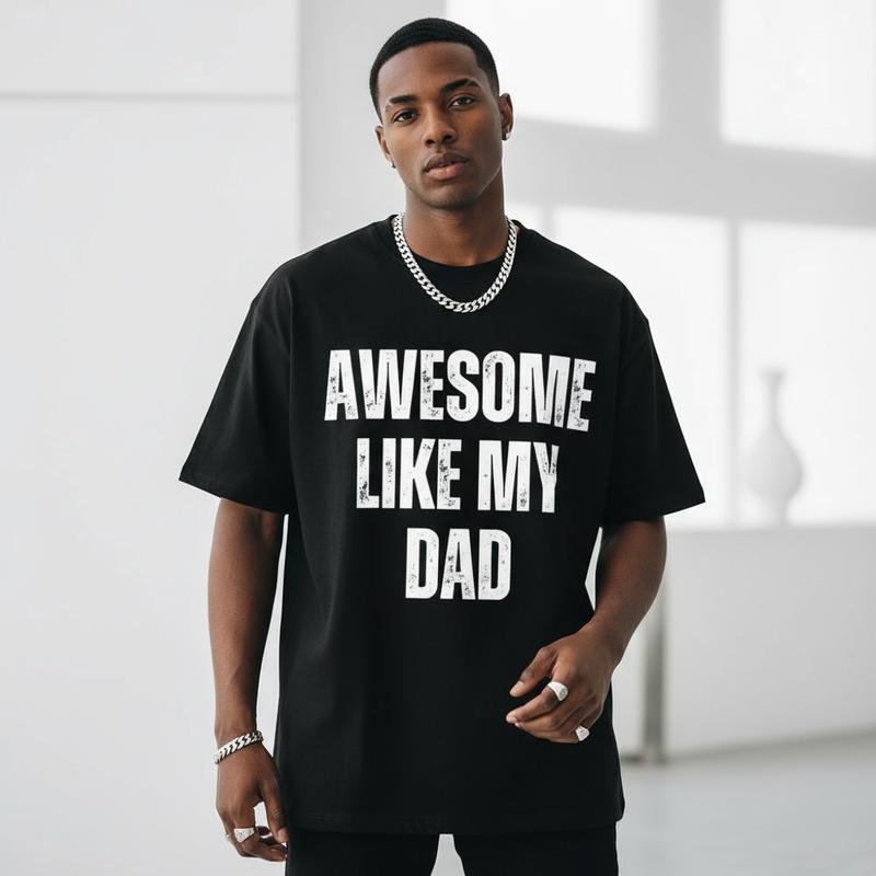 Men's Awesome Like My Dad Graphic T-Shirt - 100% Cotton Black Short ...