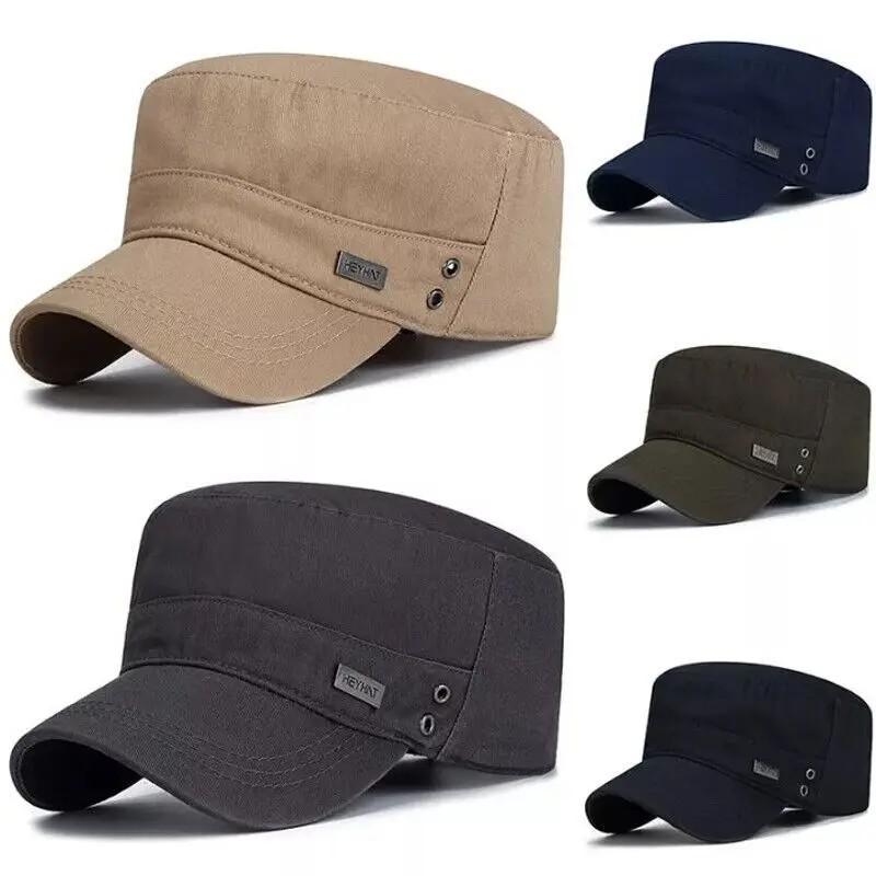 Army Military Flat Cadet Top Hat - Cotton Washed Adjustable Cap ...