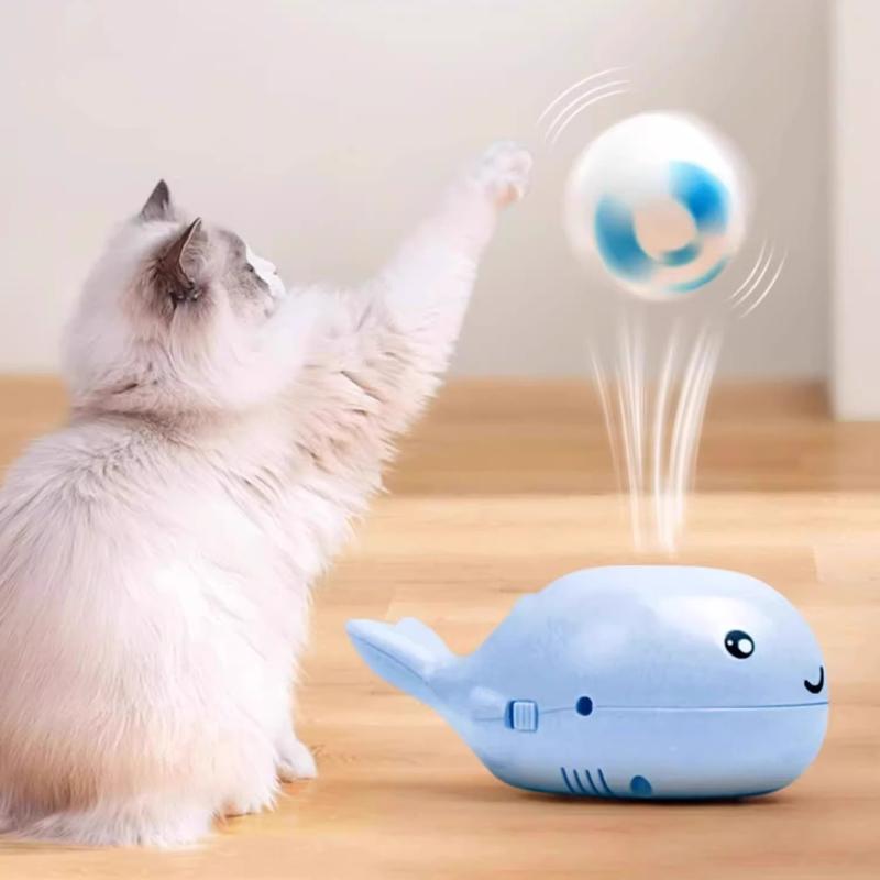 Interactive Cat Electric Ball Toy Simulated Whale Kitten Toy USB Dual ...