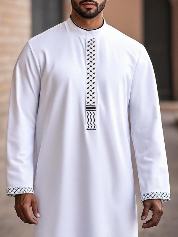 Men’s Modest Muslim Thobe – Traditional Arabic Embroidered Robe, Long ...