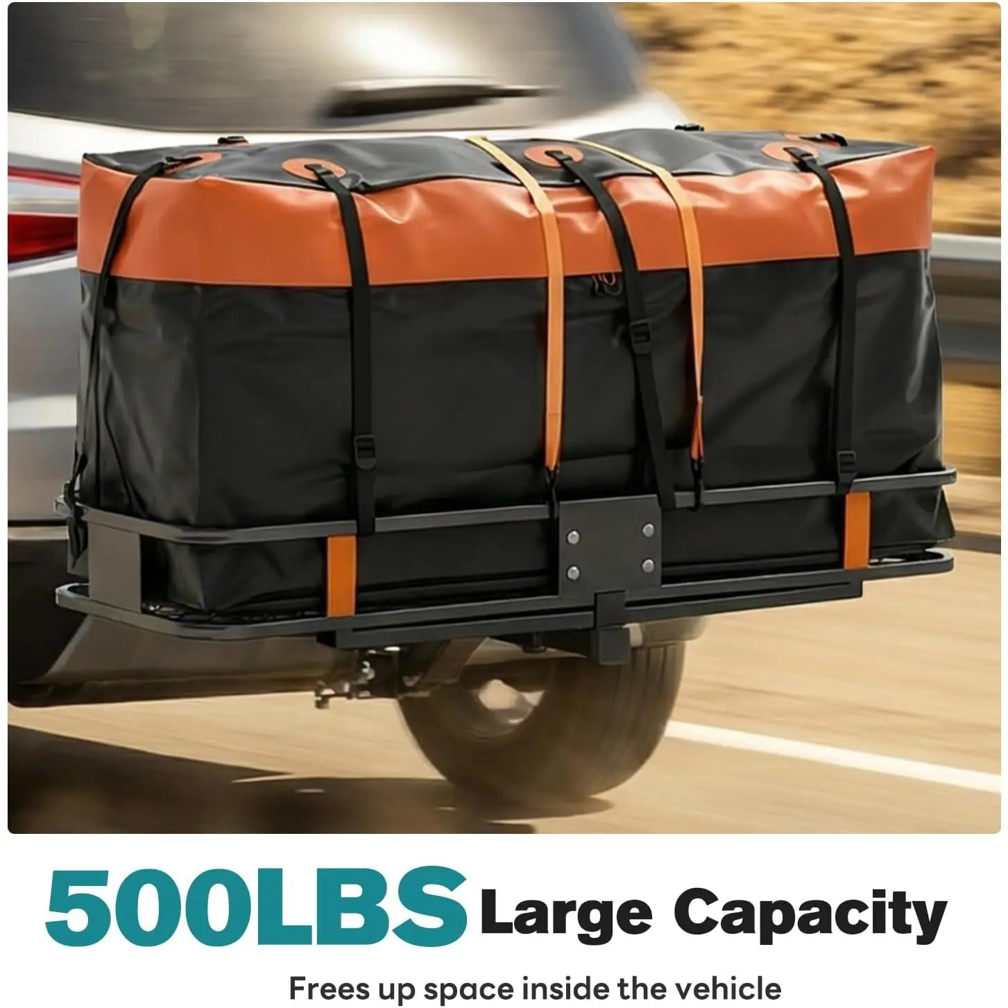 Folding Hitch Mount Cargo Carrier Basket 60x21x6 with 16 Cubic Feet ...