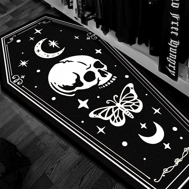 Halloween Skull Coffin Rug, Boho Graphic Rug, Fashion Print Decorative ...