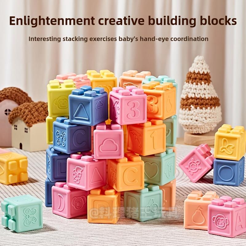 Baby Blocks Stacking for Babies Silicone Soft Building Blocks Teethers ...
