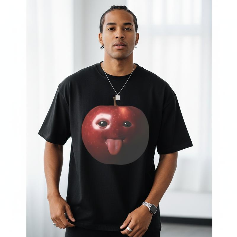Men's Silly AI Apple Meme Graphic T-Shirt - 100% Cotton Short Sleeve ...