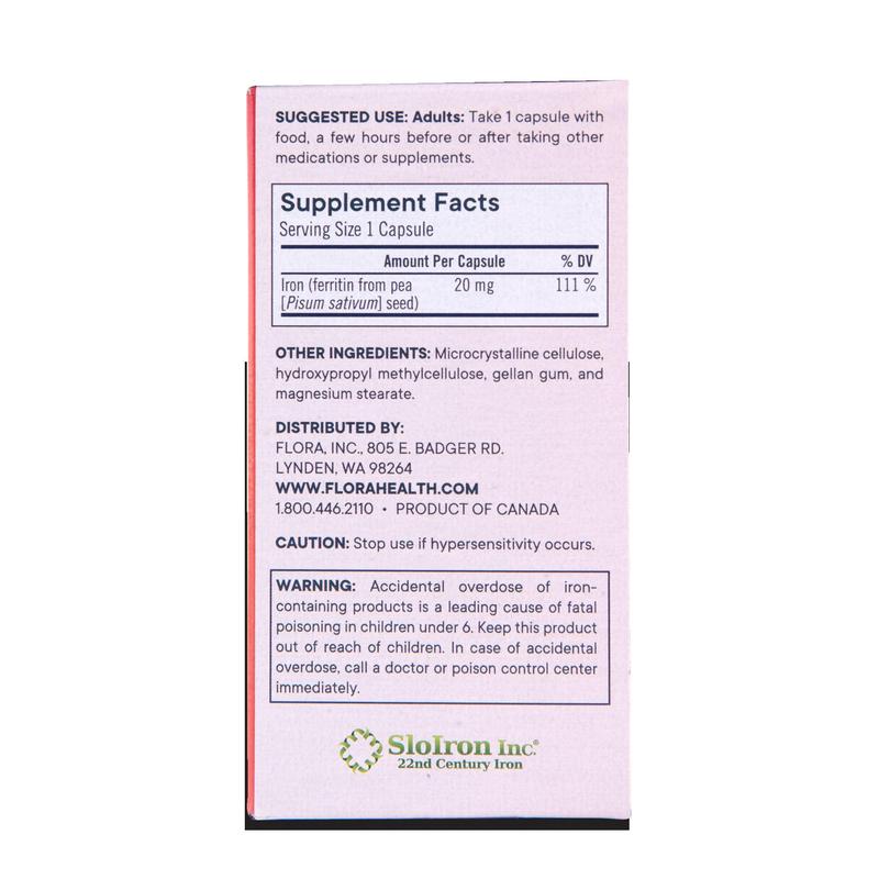 Flora Health Ferritin+ Delayed-Release Iron Supplement - Plant-Based ...