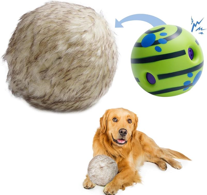 Nocciola Wobble Giggle Ball Dog Toy with Fuzzy Fur, Funny Giggle Sounds ...