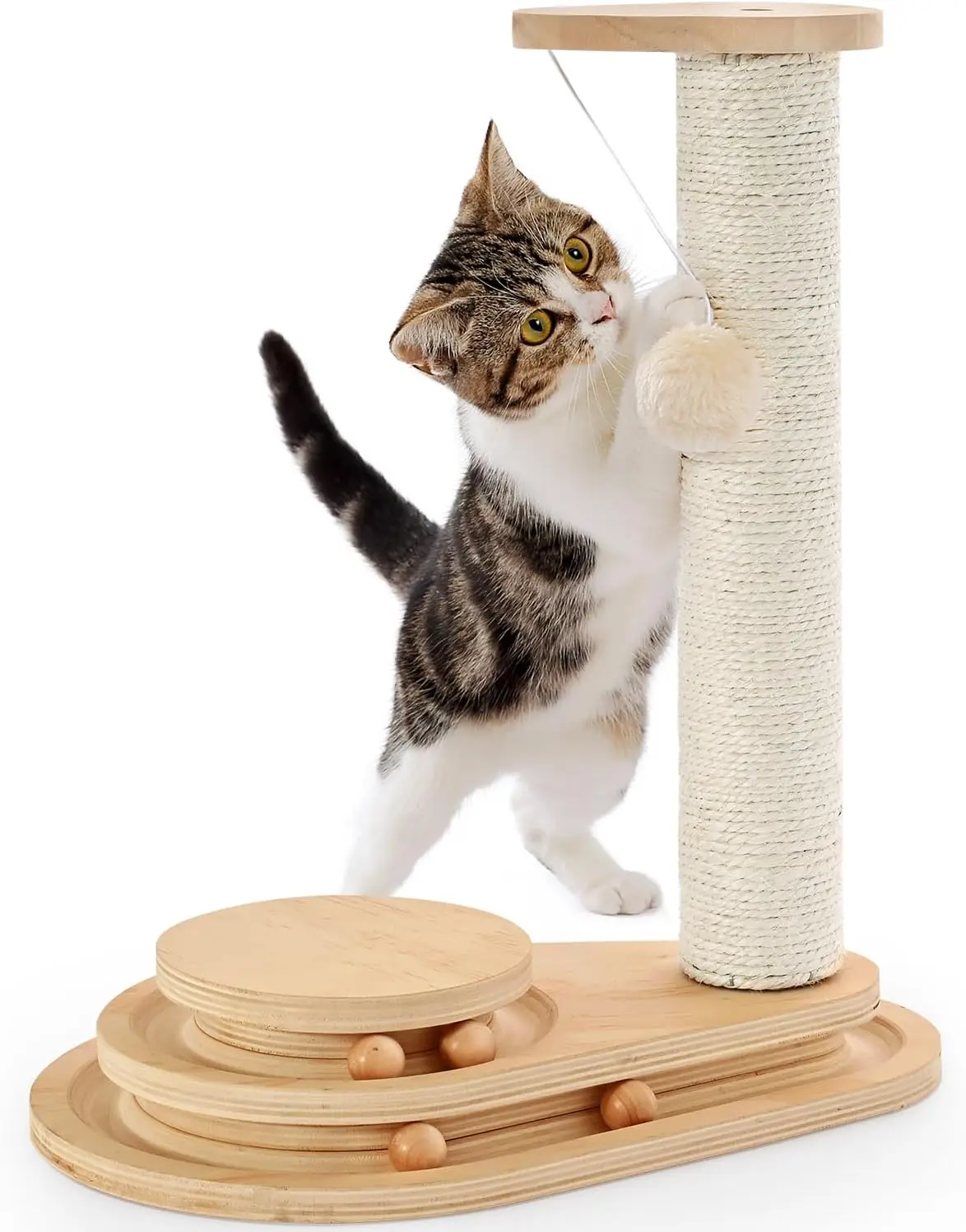 Cat Scratching Post Cat Scratcher Kitten Toys for Indoor Cats Wooden ...