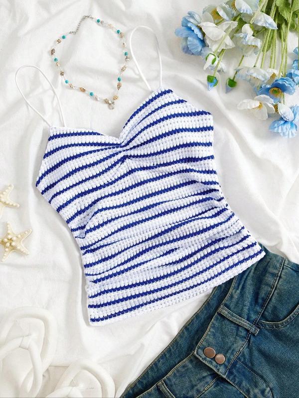 Women's Striped Pattern Cami Top, Casual Sleeveless Top for Summer ...