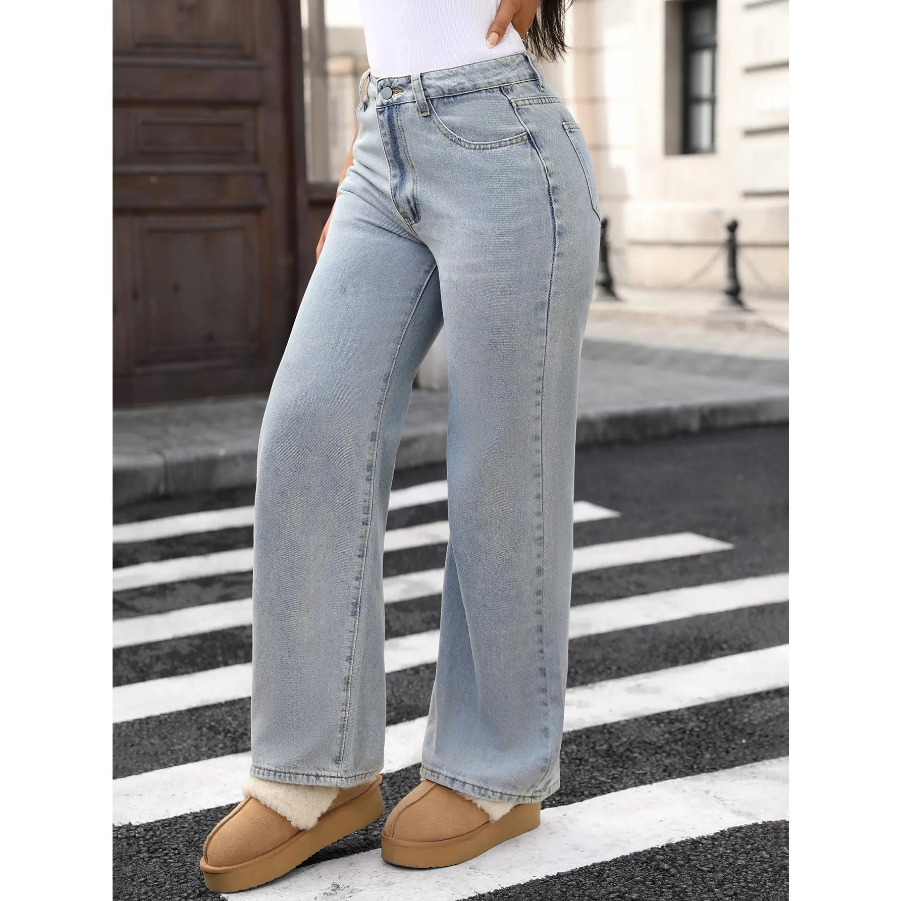 Stylish Women's Blue Loose Jeans - Low-Waist Design - TikTok Shop