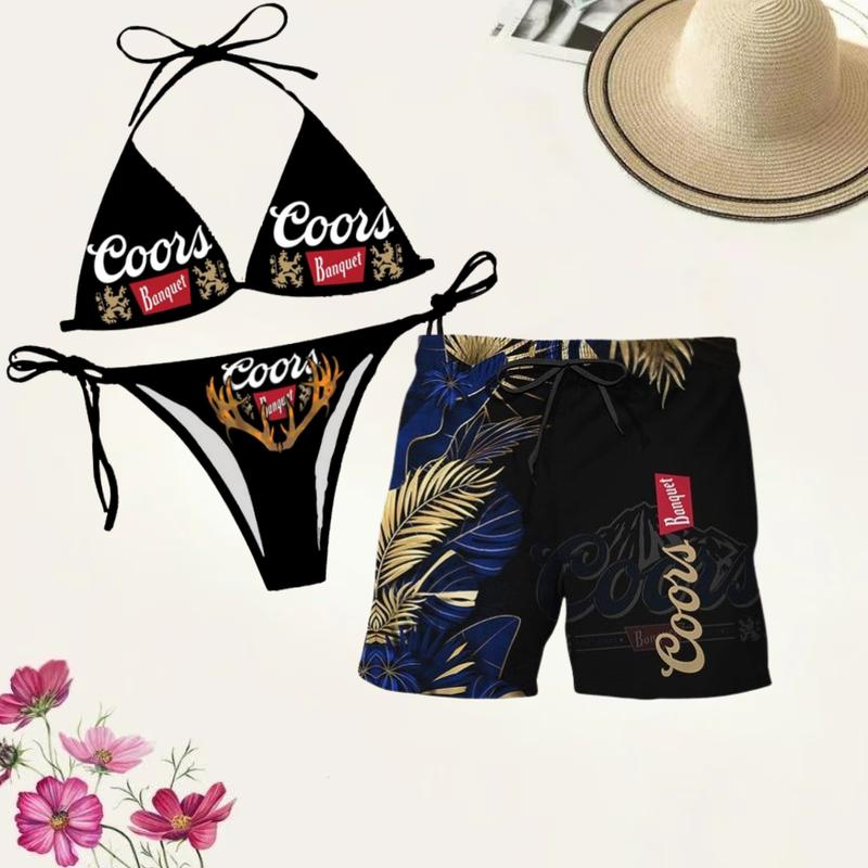 Coors Banquet Set for Couples Swim Bra & Tie Side Thong Bikini + Men's ...