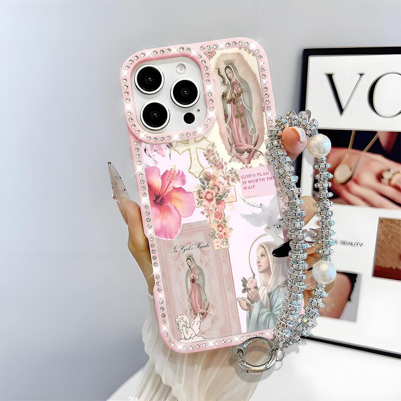 Virgin Mary Pattern Bling Glitter Phone Case with Sparkle Rhinestone ...