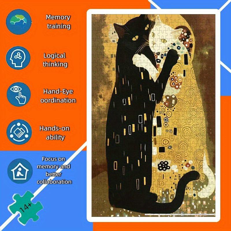 EastJia 300/500/1000pcs Paper Puzzle - Klimt Style Painting "Cat's Kiss ...