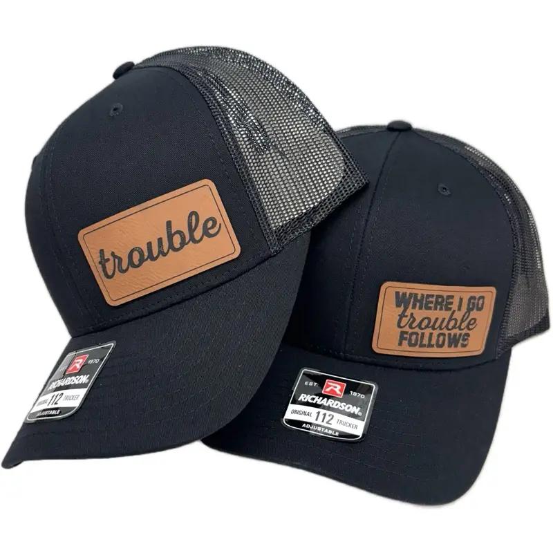Trouble Hat Set, Couple Trucker Hat Duo, Where I Go Trouble Follows Cap ...
