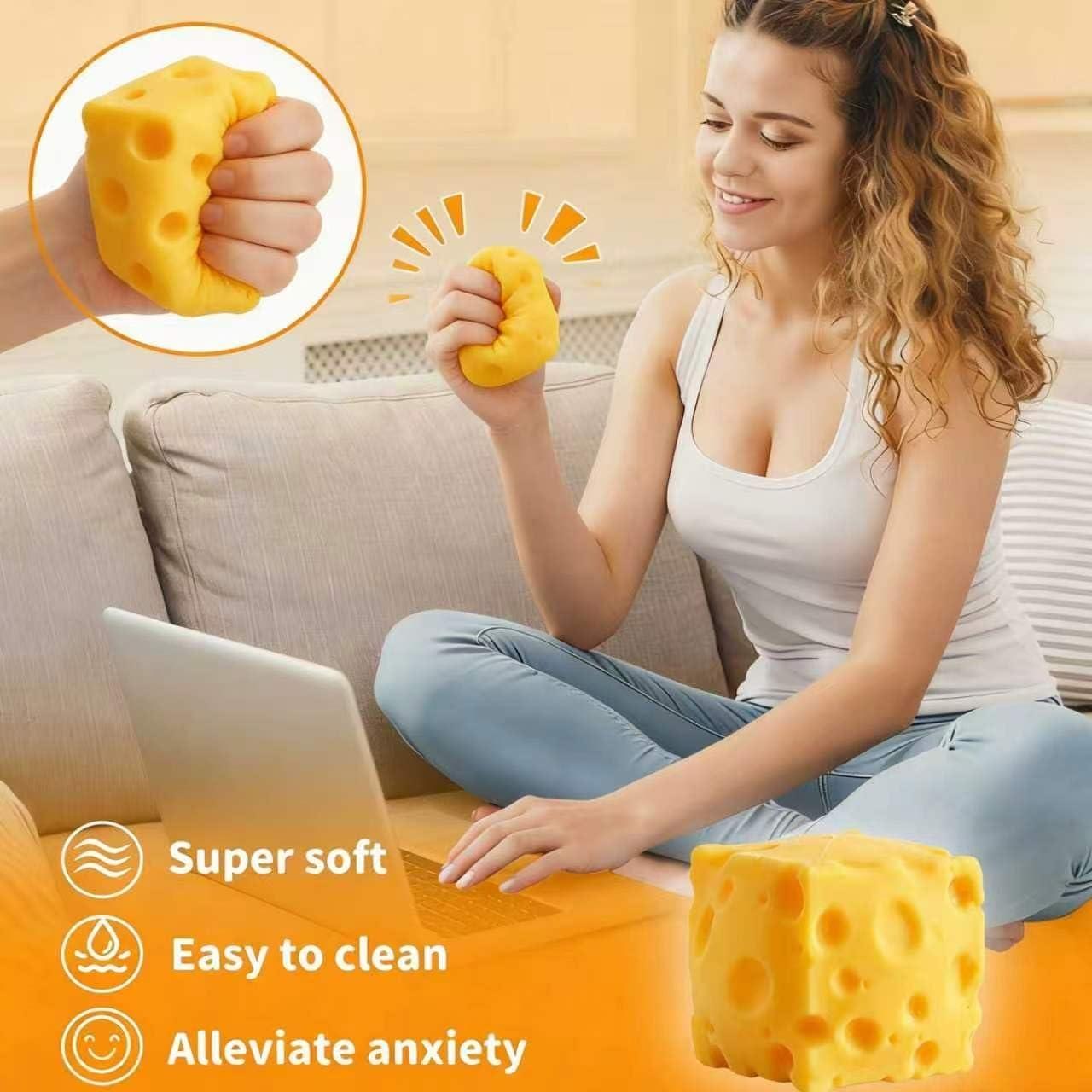 Cheese Squishy Toy, 7x7cm Soft Cheese Block Squeeze Toy, Super ...
