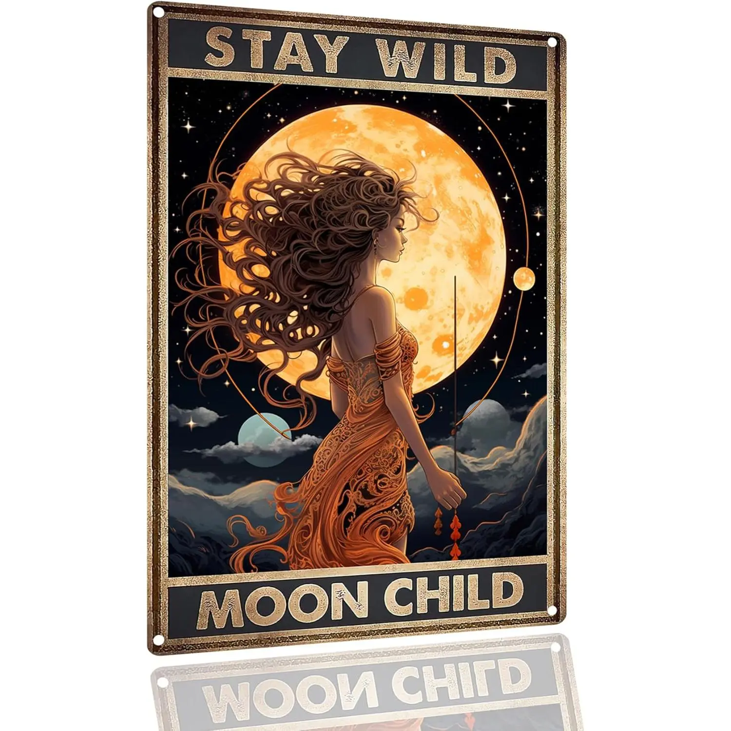Tin Sign Stay Wild Moon Child Metal Signs Vintage Art Plaque for Home ...