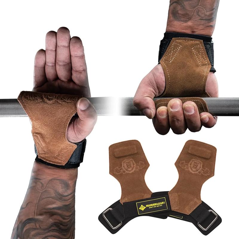 MANUEKLEAR Gym Straps Weight Lifting, Double Leather Lifting Straps for ...